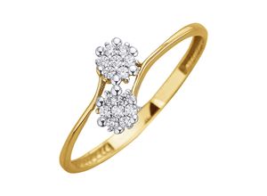 4006046327138 - Fingerring FASCINATION BY ELLEN K Gold 375 Zirkonia weiß Fingerringe Gr 17 Gold gelb (gelb weiß) Damen Fingerringe