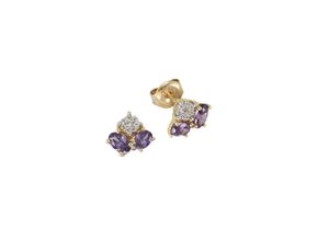 4006046305006 - Paar Ohrstecker FASCINATION BY ELLEN K Gold 375 Amethyst + Zirkonia Ohrringe Gr ONE-SIZE Gold gelb (gelb lila) Damen Ohrstecker