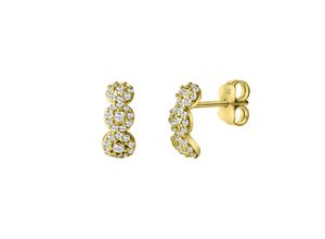 4006046381277 - Paar Ohrstecker FASCINATION BY ELLEN K Gold 585 mit 60x Zirkonia weiß Ohrringe Gr ONE-SIZE Gold gelb (gelb weiß) Damen Ohrstecker