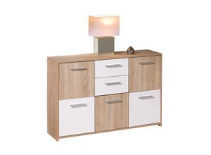 4010340193368 - Altri - Sideboard mit fünf Türen und zwei Schubladen im Mittelteil Farbe Weiß und Eiche Maße 115 x 77 x 30 cm