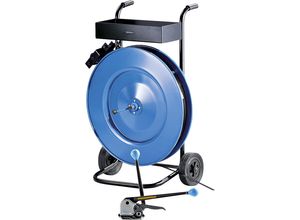 4061753001351 - eurokraft pro Umreifungs-Set Stahlband Spann- und Verschlussgerät fahrbarer Abroller Band Bandbreite 19 mm