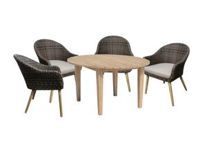 4041908121097 - 5tlg Polyrattan Tischgruppe Garten Sitzgruppe Lounge Set Möbel Sitzgarnitur