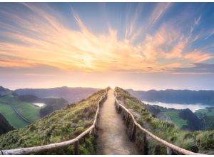 8714597615555 - Wandbild REINDERS Morgenröte Berge - Sonnenaufgang Natur Bilder Gr B H 140 cm x 100 cm 1 St blau Kunstdrucke