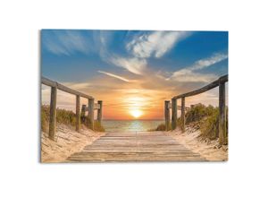 8714597626124 - Deco-Panel REINDERS Sonnenuntergang am Strand Bilder Gr B H T 140 cm x 100 cm x 2 cm orange Kunstdrucke