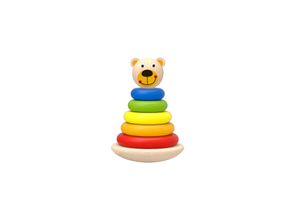 6970090047640 - Tooky Toy Stapelturm TKF004 Bär bunte Stapelpyramide lustiger Stapelspaß gelb