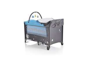 3800146248604 - Reisebett Sleepy Rollen Wickelauflage Matratze Spielbogen Seiteneingang grau-blau