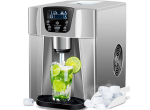 4260635559069 - KESSER® Eiswürfelbereiter Eiswürfelmaschine Edelstahl 100W Ice Maker 12 kg 24 h 2 Würfelgrößen Zubereitung in 6 min 2 Liter Wassertank Timer LCD-Display Wassertank