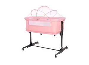 3800151966388 - Beistellbett Milano 2in1 ab Geburt Matratze höhenverstellbar Moskitonetz rosa