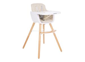 3801004010814 - Kikkaboo Kinderhochstuhl 2 in 1 Woody Kinderstuhl Tisch verstellbar Gurt beige