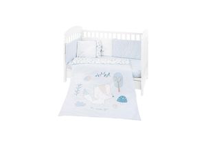 3801101061108 - Kikkaboo Babybettwäsche 6-teilig Decke 135 x 95 cm Laken 140 x 70 cm Nestchen blau