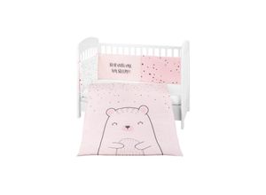 3801101021133 - Kikkaboo Babybettwäscheset Bär 3tlg Decke 135 x 95 cm Nestchen 180 x 35 cm Bezug rosa