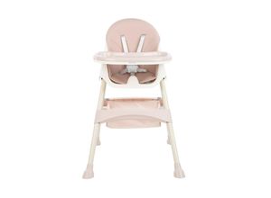 3801004010609 - Kikkaboo Kinderhochstuhl 2 in 1 Brie Kinderstuhl Gurt Tisch verstellbar Korb rosa