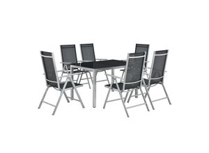 4260565522997 - Aluminium Gartengarnitur Milano Gartenmöbel Set mit Tisch und 6 Stühlen Silber-Grau