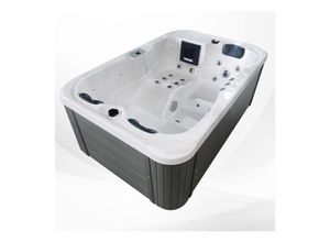 4062048009366 - TroniTechnik® Outdoor Whirlpool Spa TINO Weiß Silber Marmoriert 195cm x 127cm mit Heizung Hydromassage zwei Pumpen