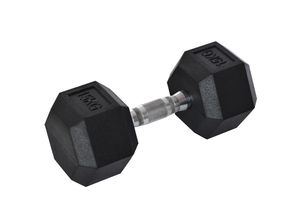 4251774988100 - Kurzhantel mit 15 kg schwarz silber 155B x 155T x 104H cm Gummi-Hantel Fitness Hanteln Kurzhanteln Hanteln Set Hexagon