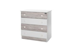 3800166107035 - Kommode Dresser 81 x 50 x 86 cm 4 große Schubladen schnelle Montage weiß grau