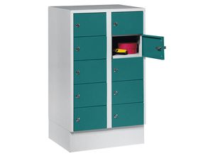 4250618248059 - Kleingefachschrank 10 Fächer HxB 990 x 600 mm Türfarbe Opalgrün RAL 6026