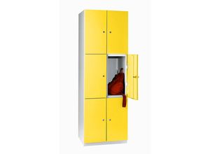 4250618250595 - Fächerschrank 6 Fächer 1800 x 600 x 500 mm Türen zinkgelb