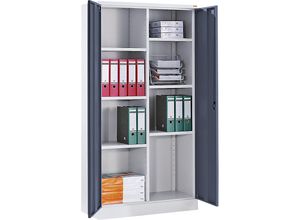 4061753006295 - eurokraft basic Stahlschrank mit Sockel 6 Fachböden lichtgrau   basaltgrau