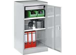 8697653670555 - eurokraft basic Werkzeugschrank mit 1 Schublade 2 Fachböden HxBxT 1000 x 500 x 500 mm lichtgrau RAL 7035