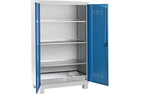 4061753036025 - eurokraft pro Umweltschrank zur Außenlagerung mit 3 Fachböden 1 Bodenauffangwanne HxBxT 2100 x 1200 x 600 mm