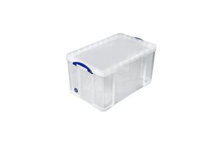 5060024800807 - Transportbox Really Useful Box Volumen 84 l L 710 x B 440 x H 380 mm stapelbar mit Deckel & Klappgriffen Recycling-PP transparent