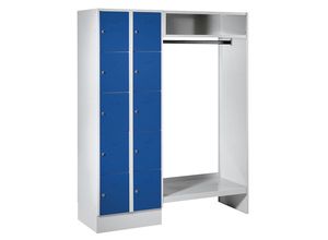 4250618217338 - Schließfachgarderoben-System 10 Fächer links 10 Kleiderbügel Gesamtbreite 1470 mm Fachbreite 298 mm enzianblau