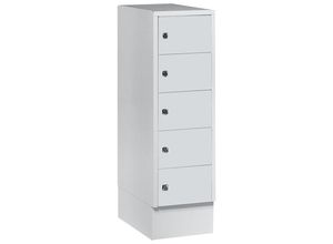 4250618207278 - Schließfachschrank Stahlbl Türanschl rechts Zylinderschloss 5 Fächer B 300 x H 965 mm lgrau RAL 7035 lgrau RAL 7035