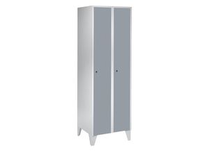 4250618250823 - Garderobenschrank mit Füßen HxBxT 1850 x 600 x 500 mm 2 Abteile silbergrau