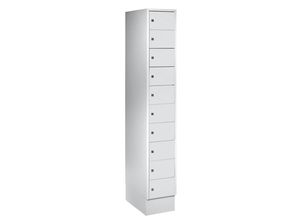 4250618204109 - Schließfachschrank Stahlbl Türanschl rechts Zylinderschloss 10 Fächer B 300 x H 1800 mm lgrau RAL 7035 lgrau RAL 7035