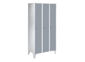 4250618250847 - Garderobenschrank mit Füßen HxBxT 1850 x 900 x 500 mm 3 Abteile silbergrau