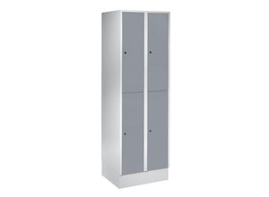 4250618251004 - Garderobenschrank mit Sockel HxBxT 1800 x 600 x 500 mm 4 Fächer silbergrau