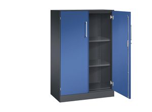 4062084798385 - Flügeltürenschrank ASISTO Höhe 1292 mm Breite 800 mm 2 Fachböden schwarzgrau enzianblau