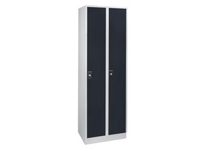 4250618243498 - Garderobenschrank 2 Abteile à 300 mm Breite lichtgrau   anthrazitgrau