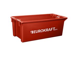 4053133004502 - eurokraft pro Drehstapelbehälter aus lebensmittelechtem Polypropylen Volumen 13 Liter VE 4 Stk Wände und Boden geschlossen rot