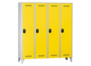 4250618246611 - Garderobenschrank Fachhöhe 1700 mm HxBxT 1850 x 1600 x 500 mm Abteilbreite 400 mm Korpus-   Türfarbe Lichtgrau   Zinkgelb