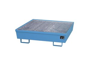 4052462017139 - eurokraft pro Stahl-Auffangwanne mit Randprofilierung für 4 x 200-l-Fässer LxB 1200 x 1200 mm blau RAL 5012