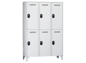 4250618246543 - Garderobenschrank Fachhöhe 820 mm HxBxT 1850 x 1200 x 500 mm Abteilbreite 400 mm Korpus-   Türfarbe Lichtgrau   Lichtgrau