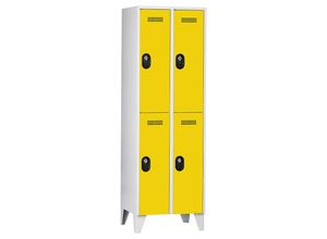 4250618238814 - Garderobenschrank Fachhöhe 820 mm HxBxT 1850 x 600 x 500 mm Abteilbreite 300 mm Korpus-   Türfarbe Lichtgrau   Zinkgelb