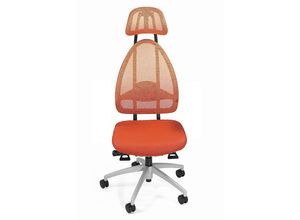 4014296995328 - Design-Bürodrehstuhl mit Kopfstütze und Netzrücken Rückenlehnenhöhe gesamt 830 mm orange