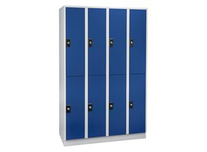 4250618244273 - Garderobenschrank 8 Fächer Breite 1200 mm lichtgrau   enzianblau