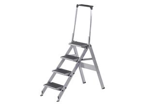 4260270954113 - Alu-Klapptreppe Stufen Alu mit PVC-Belag mit Sicherheitsbügel 4 Stufen