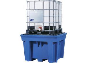 4250101106743 - IBC - und KTC-Station asecos für 1 Container 1100 l 1600 kg Stellfläche unterfahrbar B 1430 x T 1430 x H 965 mm Polyethylen blau