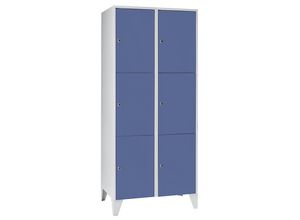 4250618249056 - Schließfachschrank 2 Abteile 6 Fächer Breite 800 mm taubenblau