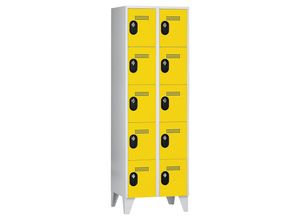 4250618238913 - Schließfachschrank Fachhöhe 320 mm HxBxT 1850 x 600 x 500 mm Abteilbreite 300 mm Korpus-   Türfarbe Lichtgrau   Zinkgelb