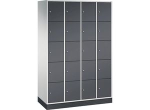 4025314720754 - INTRO Stahl-Schließfachschrank Fachhöhe 345 mm BxT 1220 x 500 mm 20 Fächer Korpus lichtgrau Türen schwarzgrau