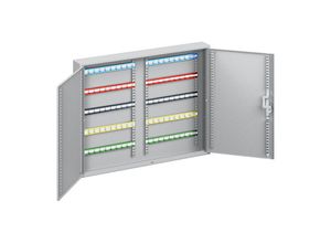 5901468302024 - EUROKRAFTbasic Schlüsselschrank 2-türig komplett mit Schlüsselanhängern 100 Haken HxBxT 550 x 730 x 80 mm