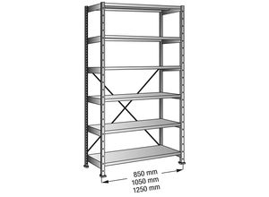 4260035212151 - Industrie- und Lagersteckregal Bodenbreite 1200 mm 6 Böden Grundfeld mit Tiefe 1000 mm