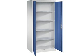 4069361432987 - Werkstatt-Flügeltürschrank HxBxT 1950 x 930 x 600 mm lichtgrau   enzianblau