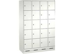 4056211575581 - EVOLO Fächerschrank mit Sockel 4 Abteile je 5 Fächer Abteilbreite 300 mm verkehrsweiß   verkehrsweiß